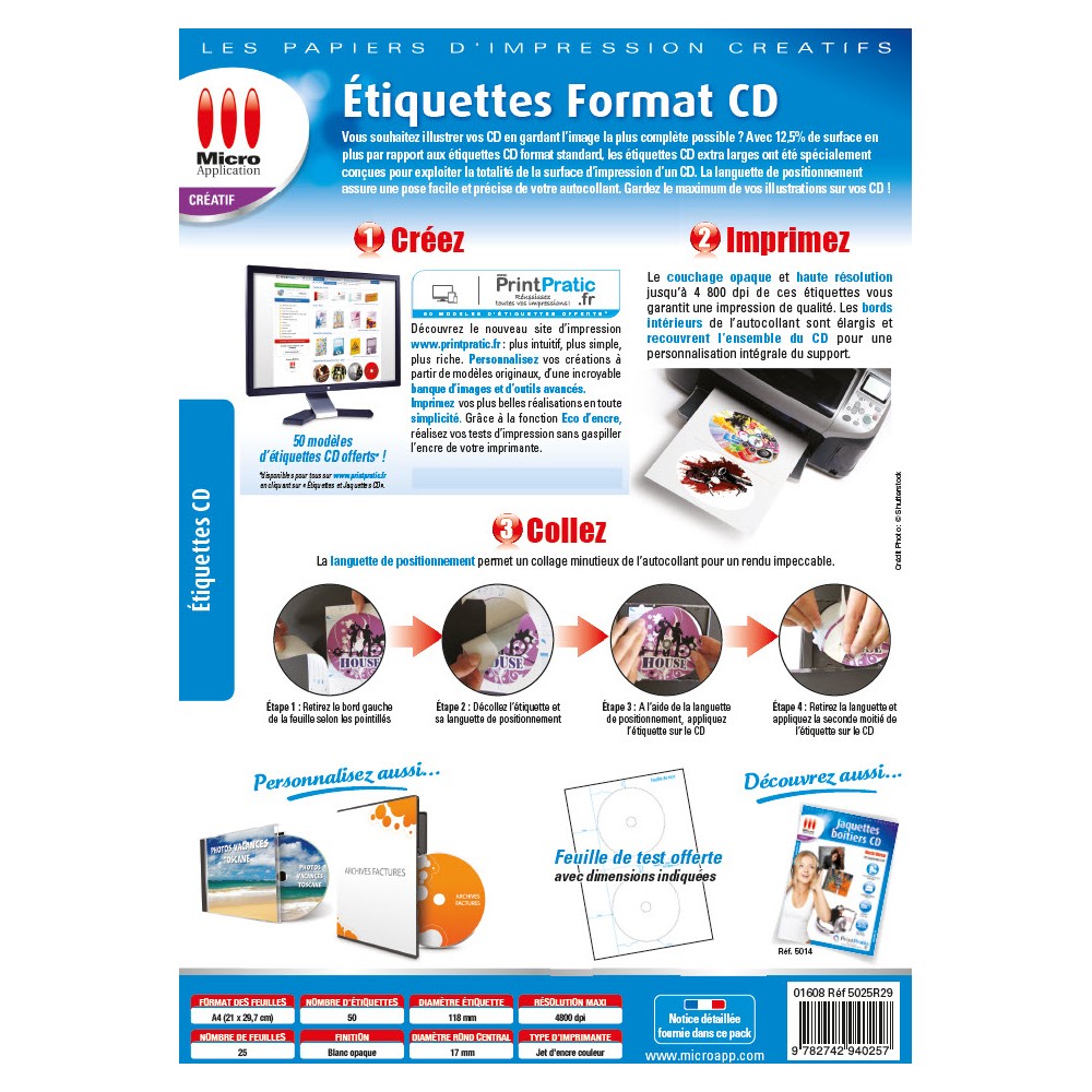 50 Étiquettes CD Extra large